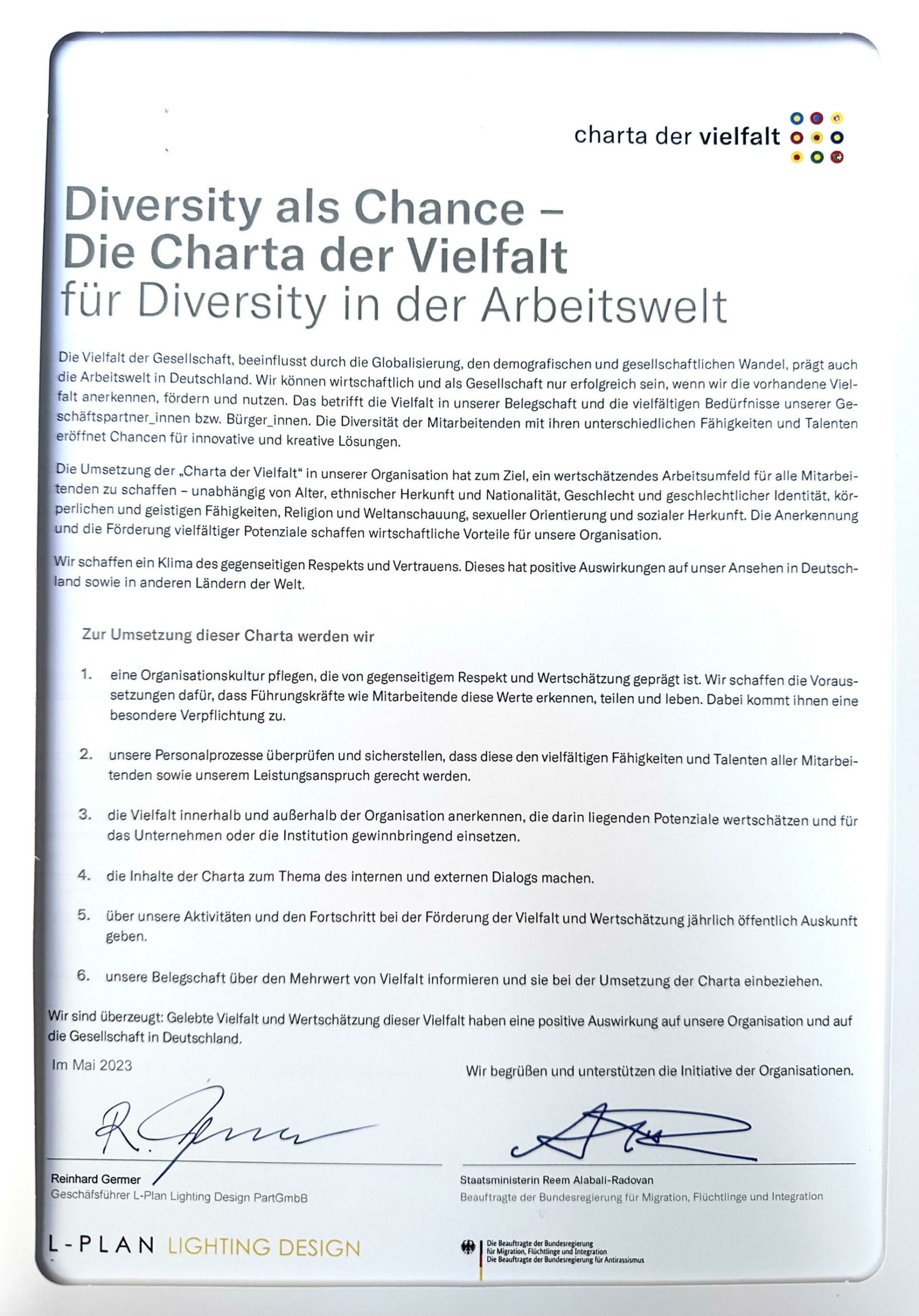 Charta Der Vielfalt | L-plan